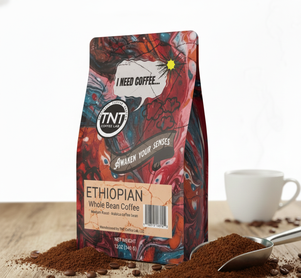 12oz - Ethiopian - Medium Roast Awaken your Senses! – TNT Coffee Lab, LLC
